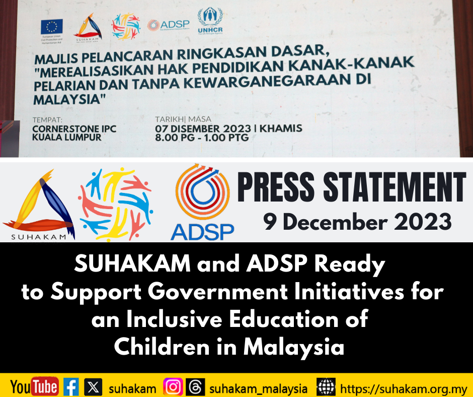 Joint Press Statement_SUHAKAM and ADSP Ready to Support Government Initiatives for an Inclusive ...